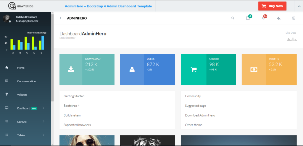 Responsive Admin Dashboard Template with Bootstrap UI Kit