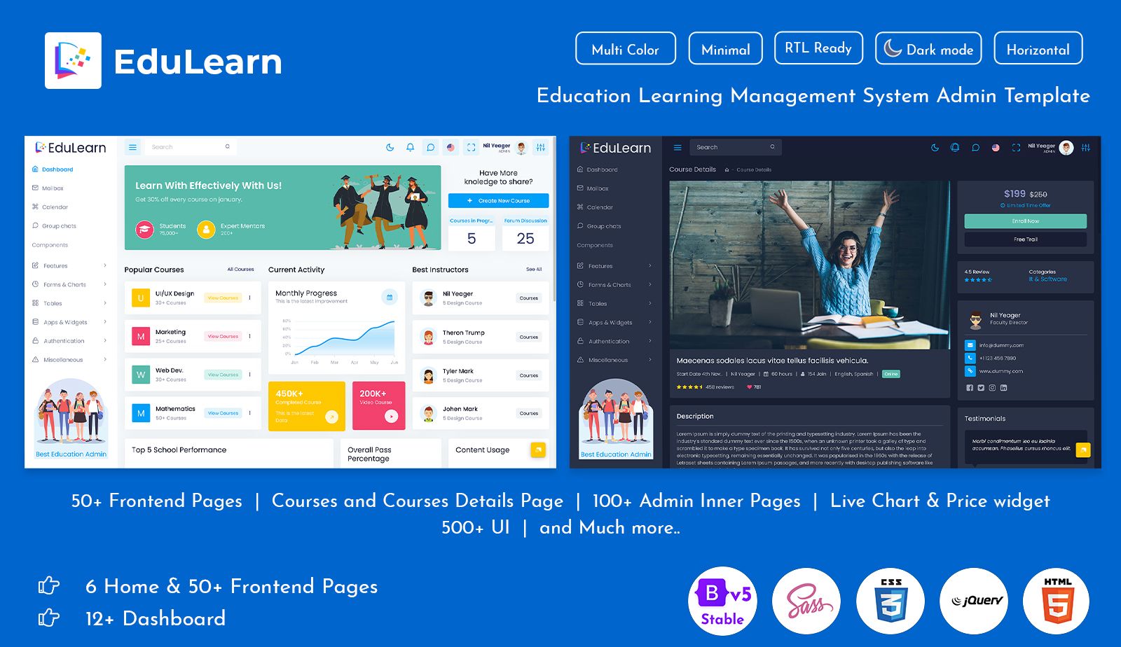 Education Dashboard Bootstrap 5 Admin Templates | LMS Dashboard