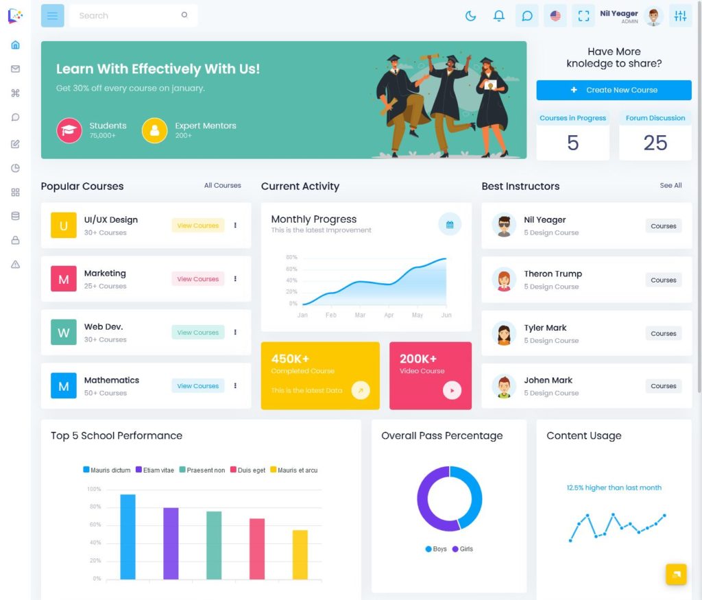 Bootstrap 5 Admin Templates with LMS Dashboard - Edulearn